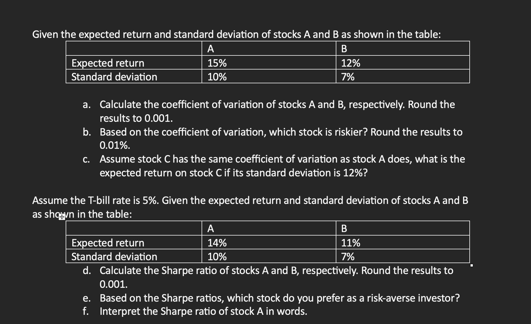 Solved Given The Expected Return And Standard Deviation Of 8902