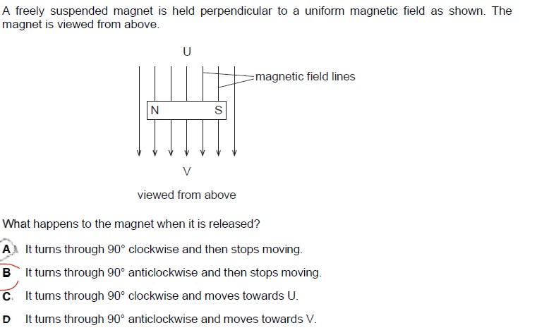 Solved A freely suspended magnet is held perpendicular to a | Chegg.com