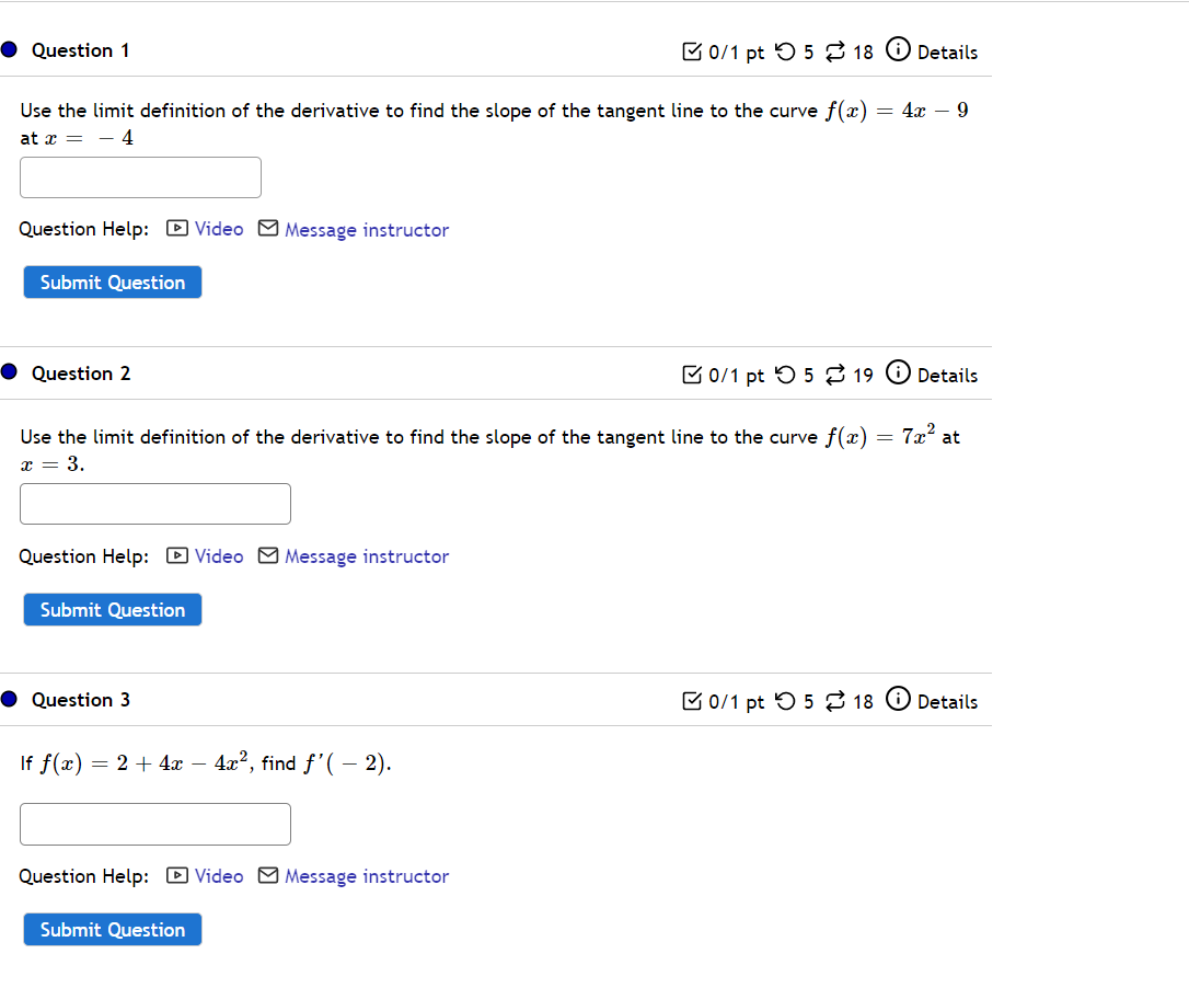 Solved Use the limit definition of the derivative to find | Chegg.com