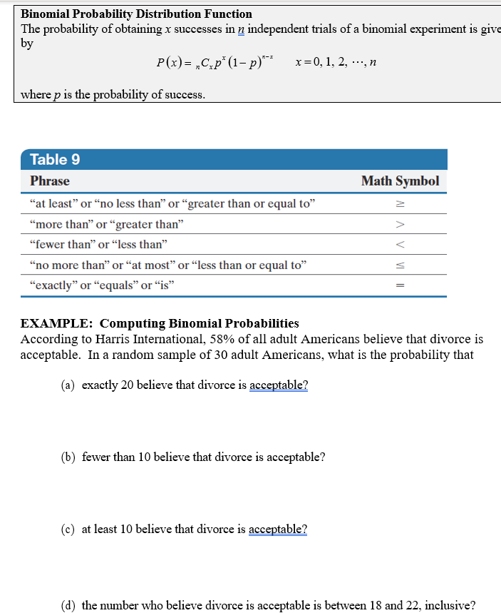 Solved Criteria for a Binomial Probability Experiment An | Chegg.com