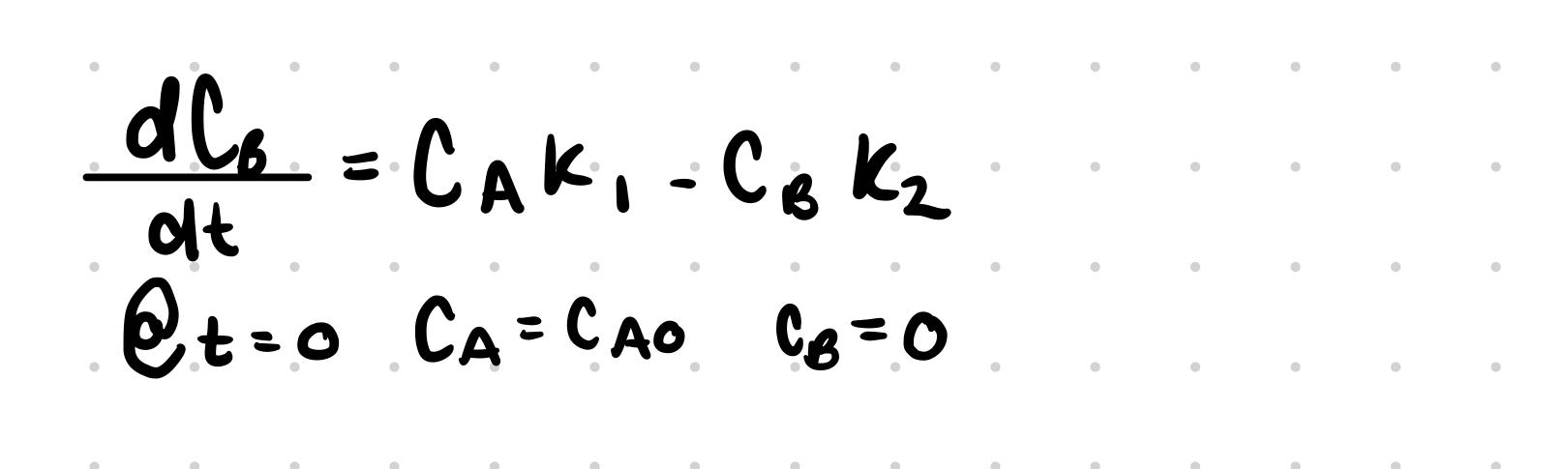 Solved dtdCB=CAK1−CBK2ϱt=0CA=CAOCB=0 | Chegg.com
