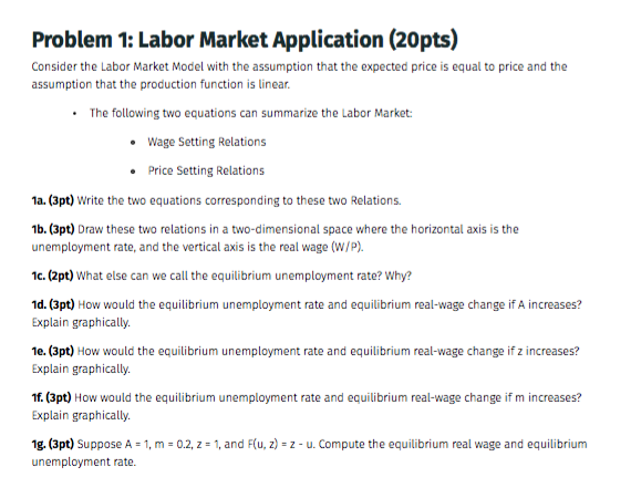 Solved Problem 1: Labor Market Application (20pts) Consider | Chegg.com