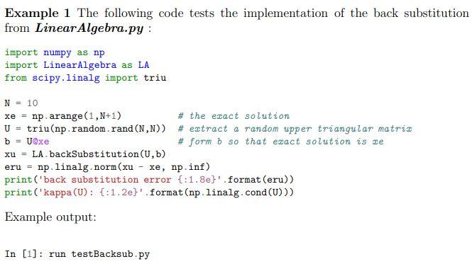 Program The Forward Substitution Algorithm 1 Test