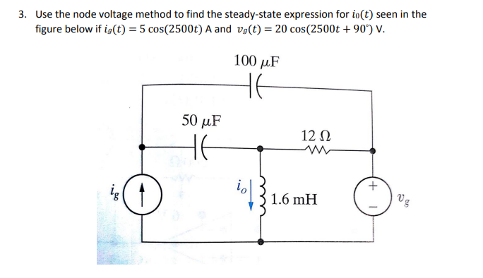 Solved Use the node voltage method to find the steady-state | Chegg.com