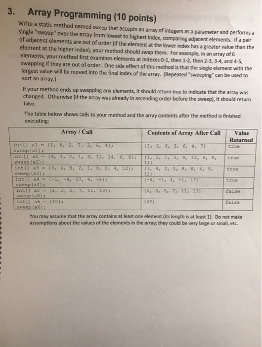 Solved 3 Array Programming 10 Points Write A Static 6210