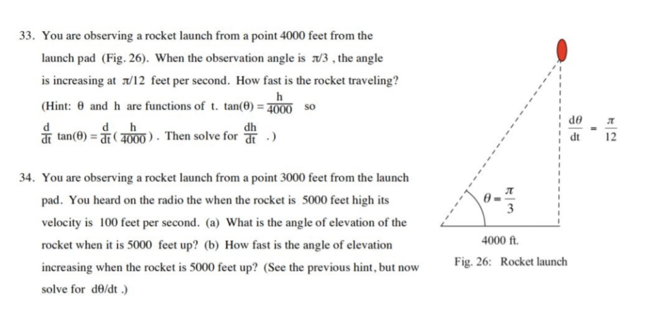 Solved 33. You are observing a rocket launch from a point | Chegg.com