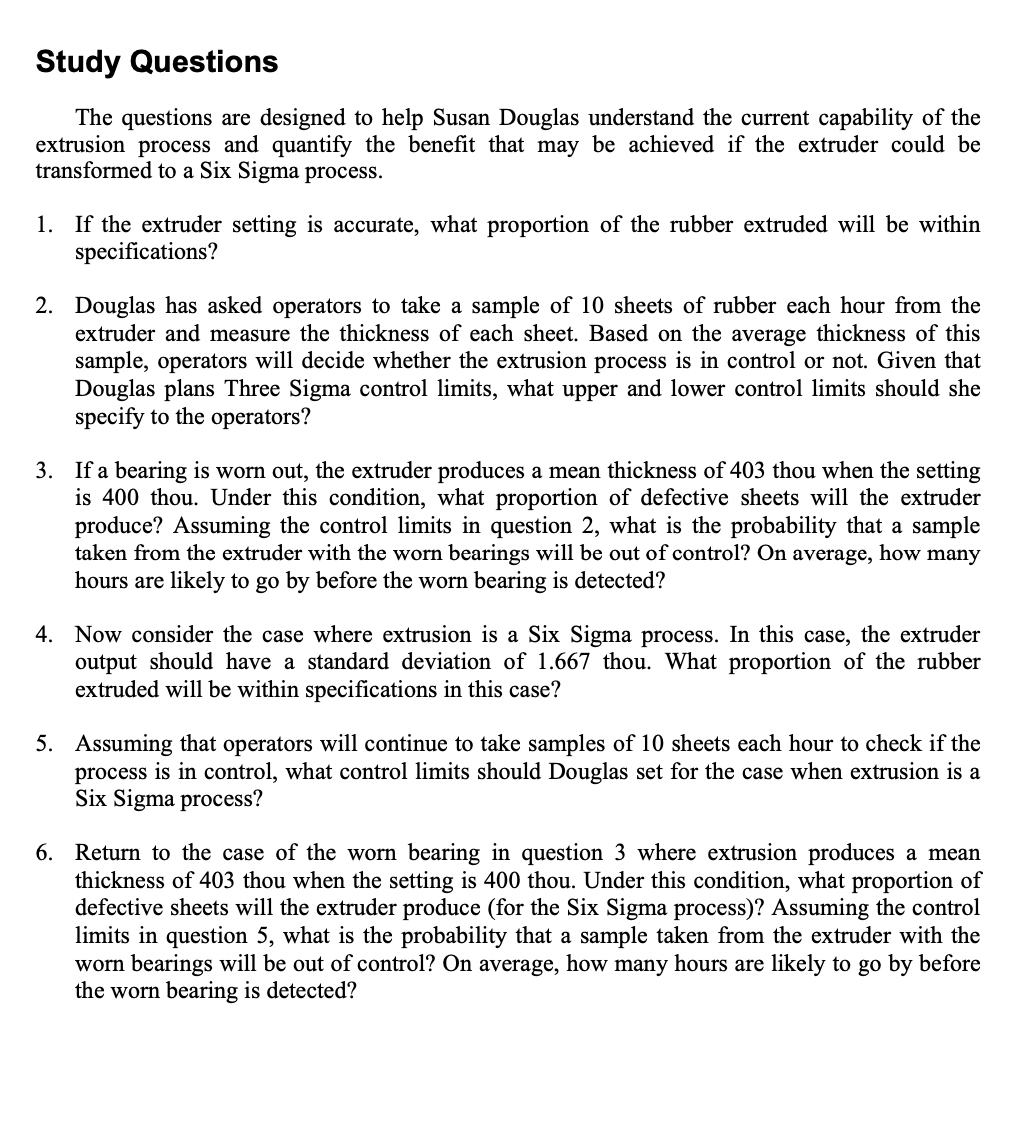 Solved Supplement to the Guide for Analysis of SIX SIGMA | Chegg.com