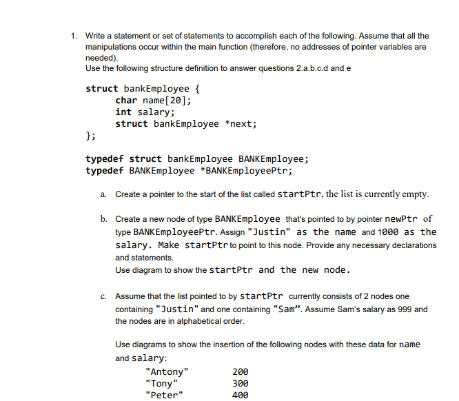 Solved 1. Write a statement or set of statements to | Chegg.com