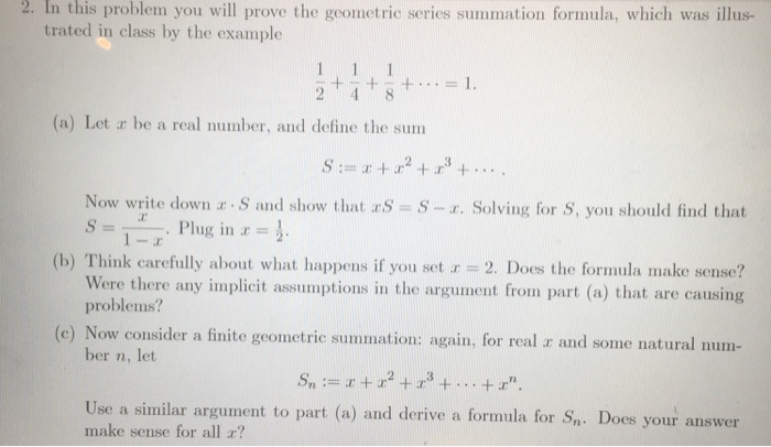 Solved In this problem you will prove the geometric series | Chegg.com