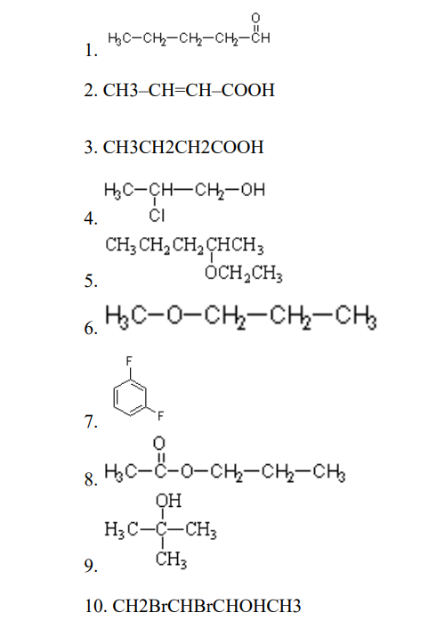 Solved HC-CH2-CH-CH2-CH CH 1. 2. CH3-CH=CH-COOH 3. | Chegg.com
