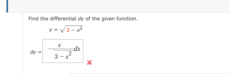Solved Find the differential dy of the given function. | Chegg.com
