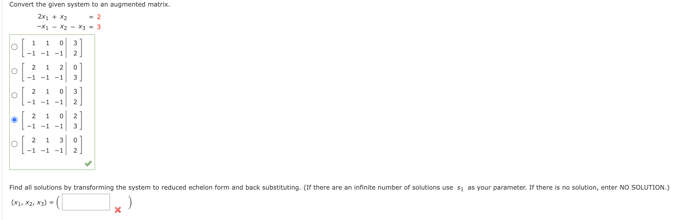 Solved Convert the given system to an augmented matrix. \\[ | Chegg.com