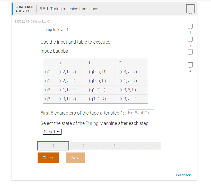 CHALLENGE ACTIVITY 8.5.1: Turing machine transitions. | Chegg.com
