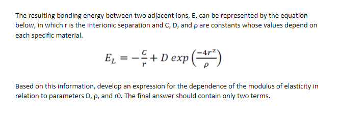Solved The resulting bonding energy between two adjacent | Chegg.com