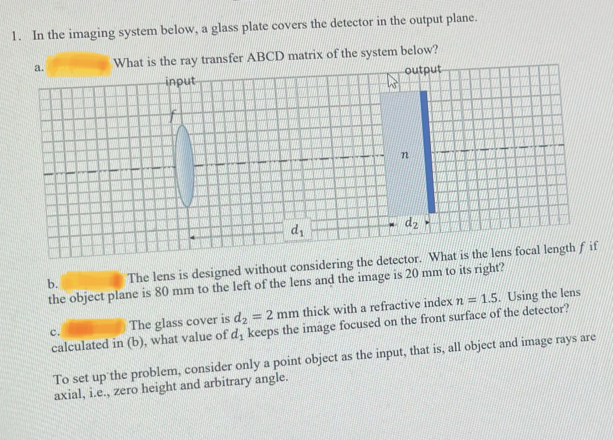 Solved In the imaging system below, a glass plate covers the | Chegg.com