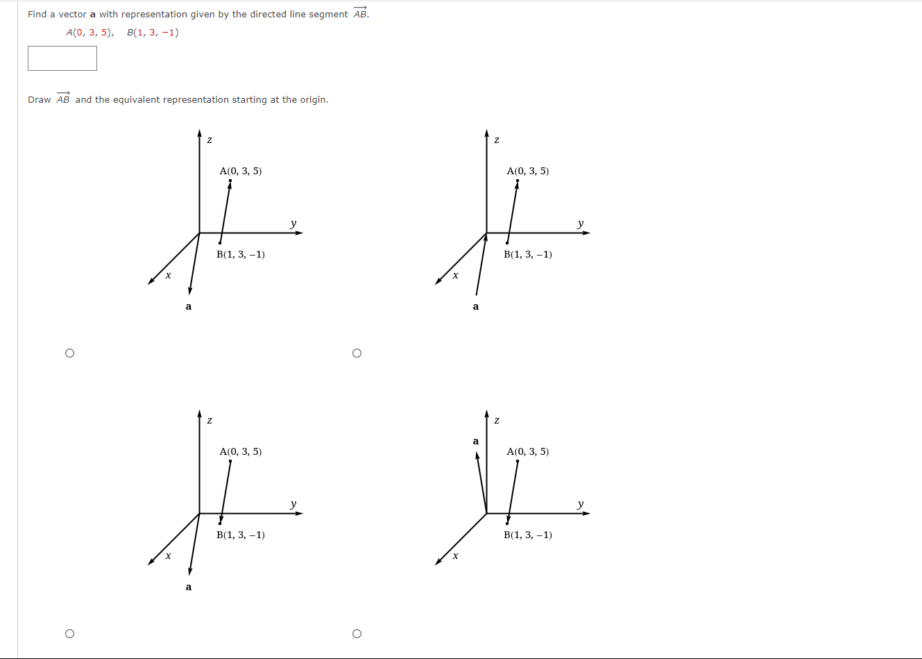 Solved Find a vector a with representation given by the | Chegg.com