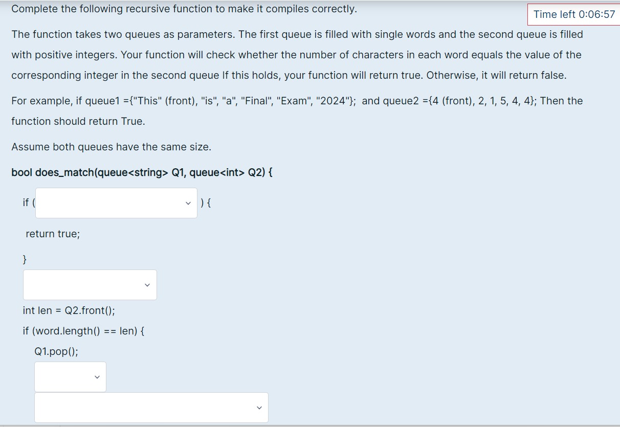 Solved Complete the following recursive function to make it | Chegg.com