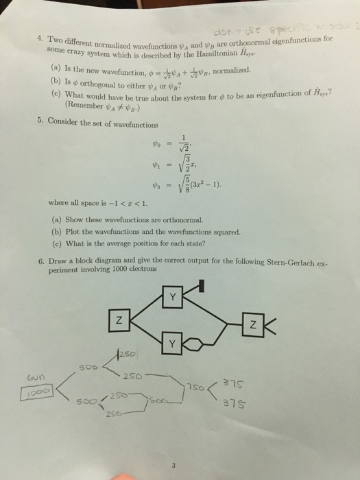 Solved 4. Two different normalized wavefunctions A and Vo | Chegg.com