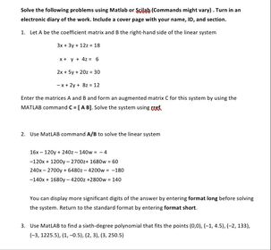 Solve the following problems using Matlab or Silab | Chegg.com