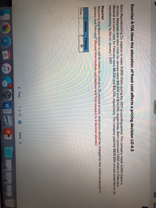 Solved Exercise 4-11A How the allocation of fixed cost | Chegg.com