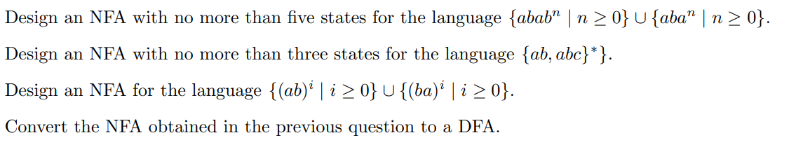 Solved Design an NFA with no more than five states for the | Chegg.com