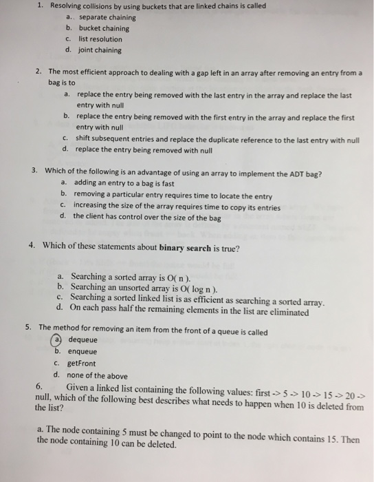 Solved 1. Resolving collisions by using buckets that are | Chegg.com