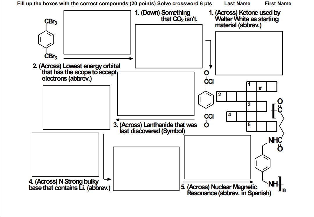 Solved Fill up the boxes with the correct compounds (20 | Chegg.com