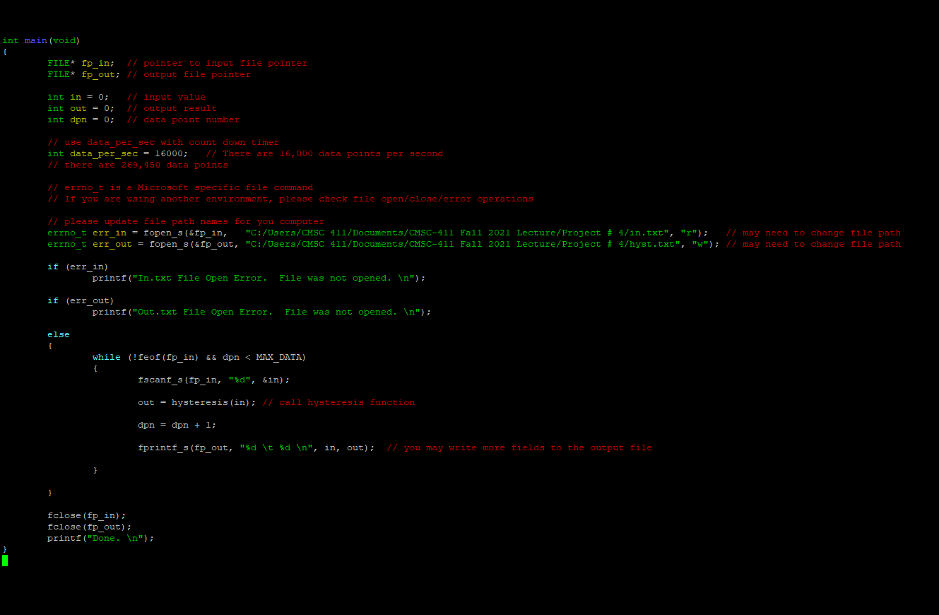 Solved - C code for hysteresis is provided. - Run C code for | Chegg.com