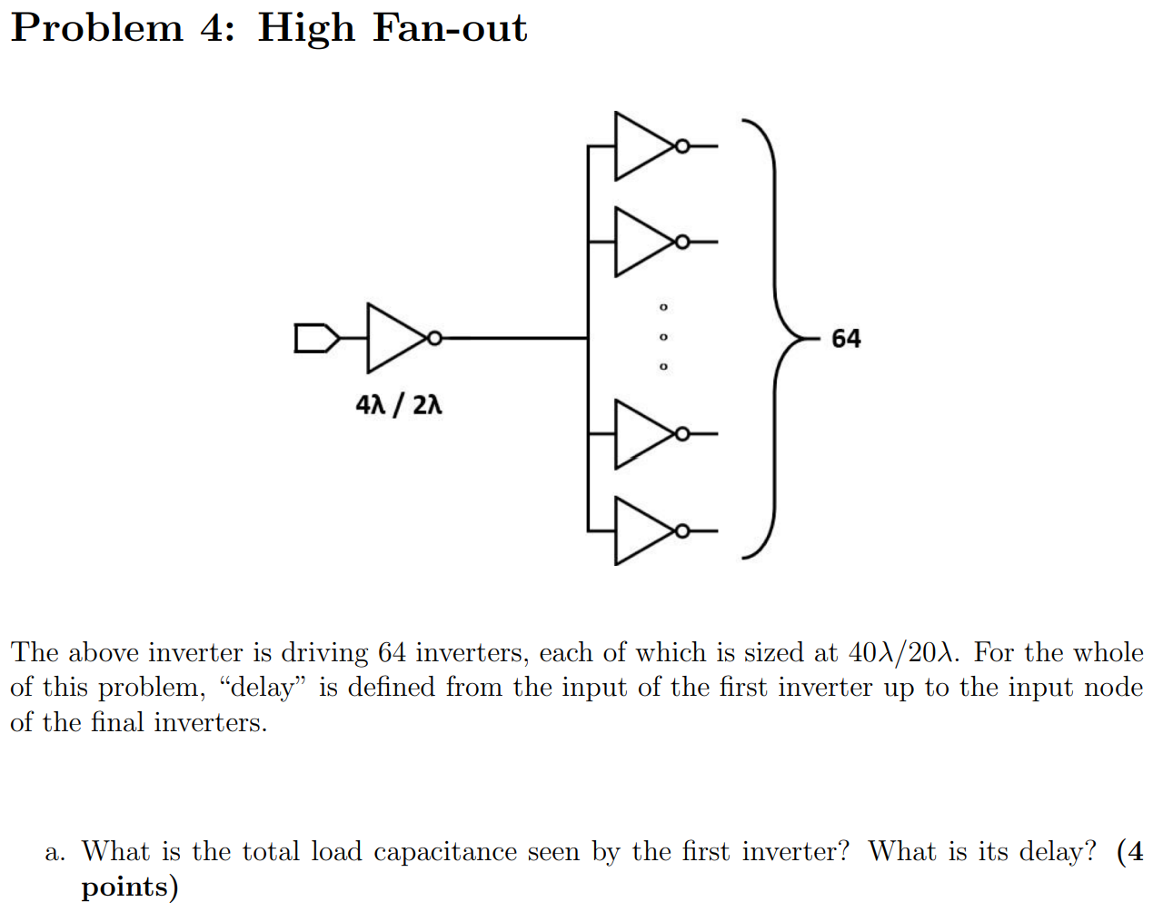Problem 4: High Fan-out The above inverter is driving | Chegg.com