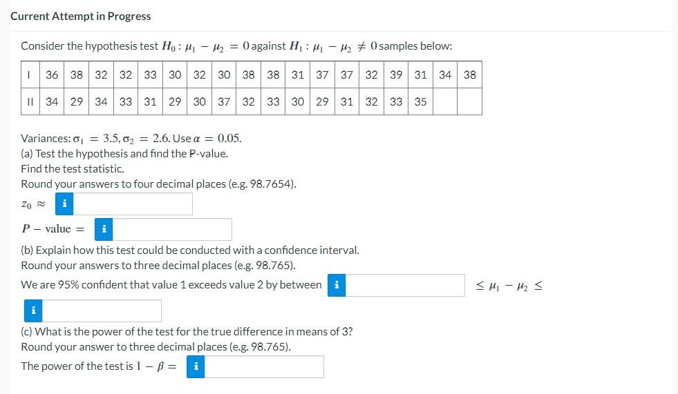 Solved Current Attempt in Progress Consider the hypothesis | Chegg.com