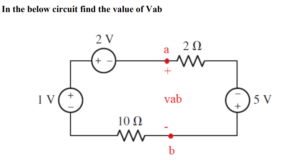 Solved In the below circuit find the value of Vab 2V a 212 w | Chegg.com