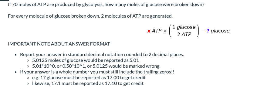 Solved If 70 moles of ATP are produced by glycolysis, how | Chegg.com