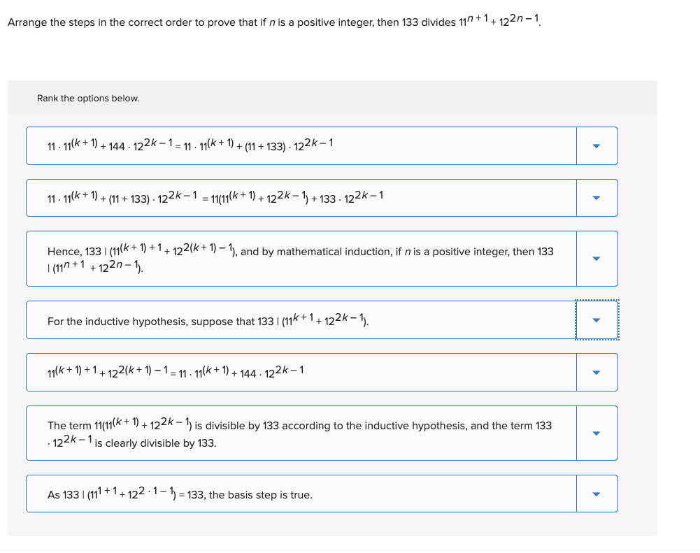 Solved Arrange the steps in the correct order to prove that | Chegg.com