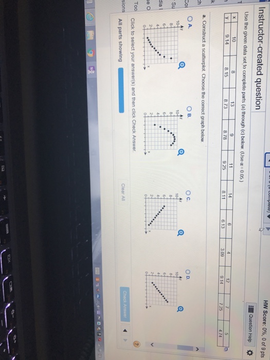 Solved Use the given data set to complete parts (a) through | Chegg.com