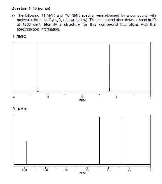 Solved Question 4 (10 ﻿points)a1H NMR ﻿and ?(()13)C NMR | Chegg.com