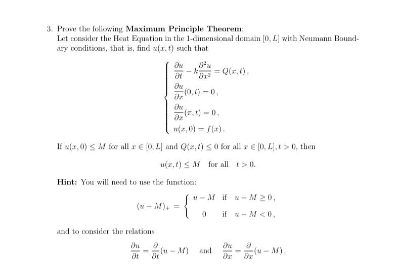 3. Prove the following Maximum Principle Theorem: Let | Chegg.com