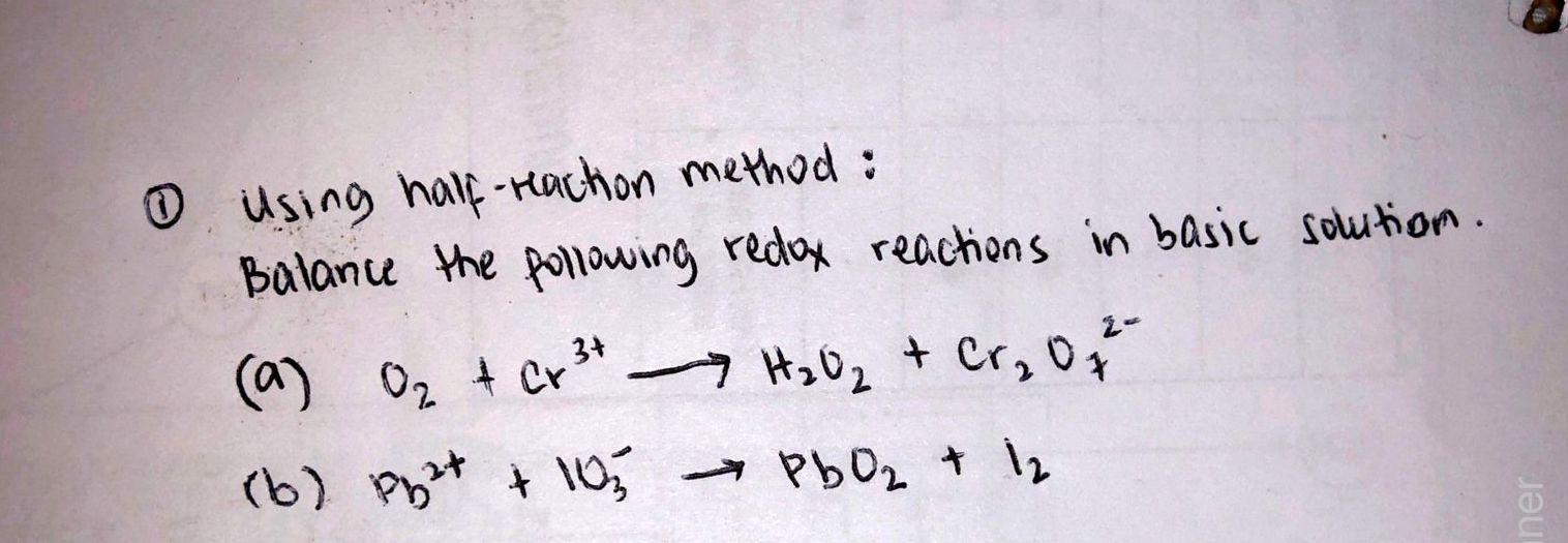 Solved Balance the redox reactions in basic medium using | Chegg.com