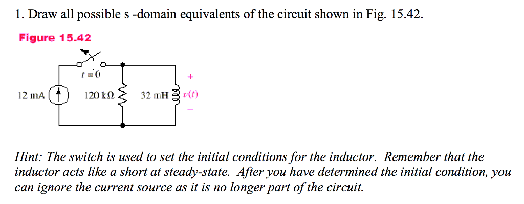Solved 1. Draw all possible s -domain equivalents of the | Chegg.com