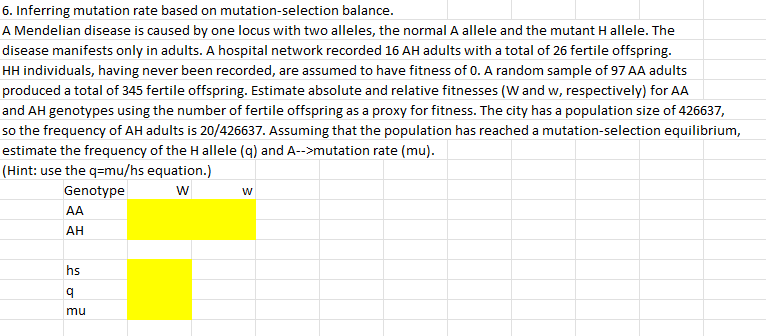Solved 6. Inferring mutation rate based on | Chegg.com Solved 6. Inferring mutation rate based on | Chegg.com