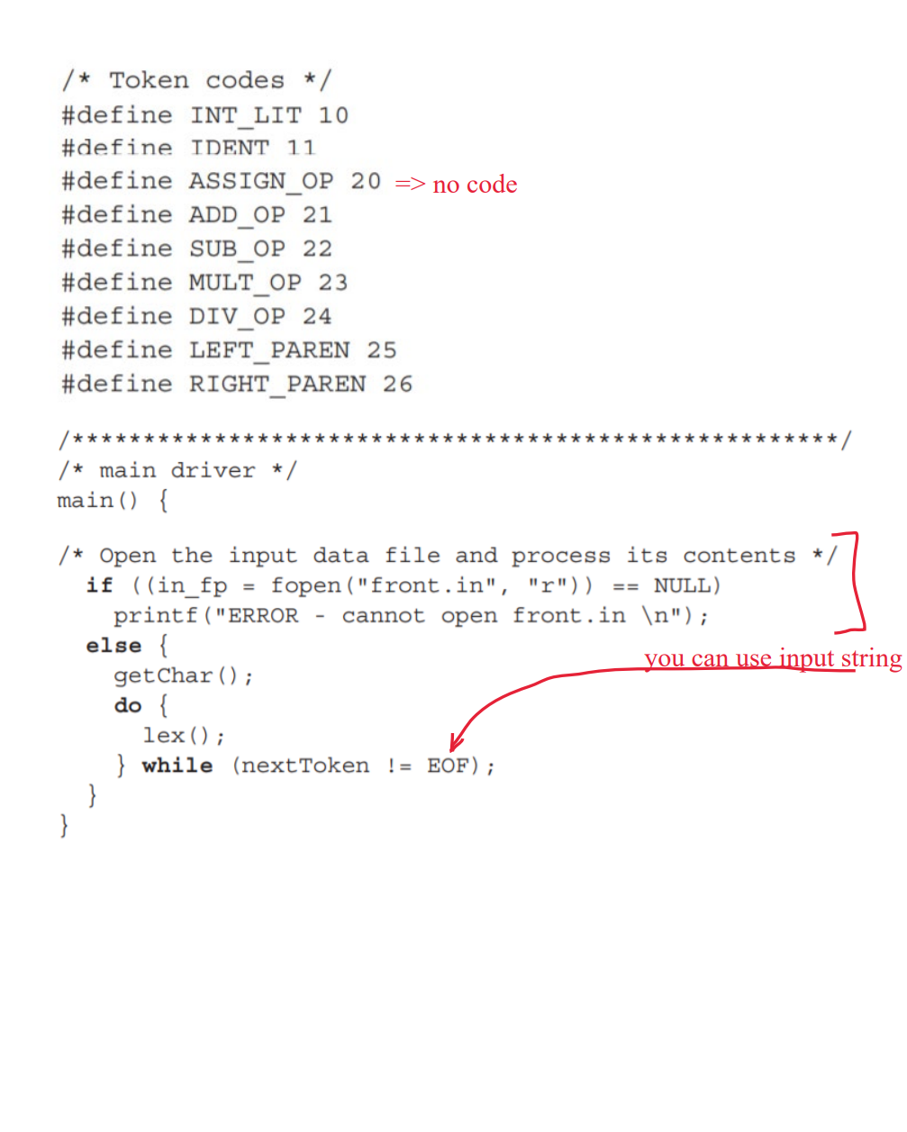 Solved The following is a C implementation of a lexical | Chegg.com
