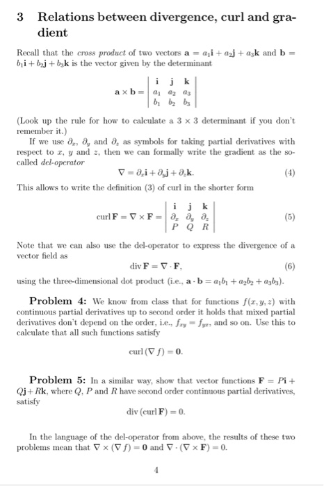 Solved 3 Relations between divergence, curl and gra- dient | Chegg.com