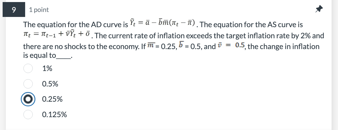 Solved The equation for the AD curve is Y~t=aˉ−bˉmˉ(πt−πˉ). | Chegg.com