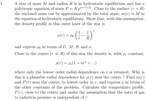 A star of mass M and radius R is in hydrostatic | Chegg.com