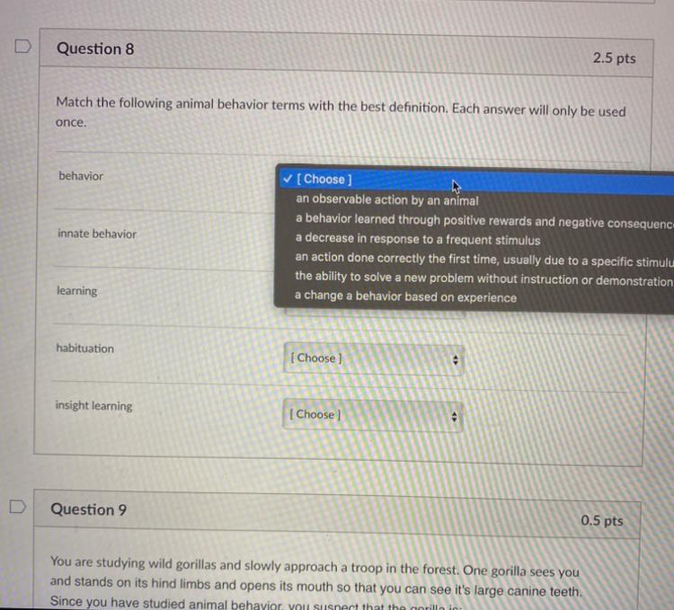 [Solved]: Match the following animal behavior terms with