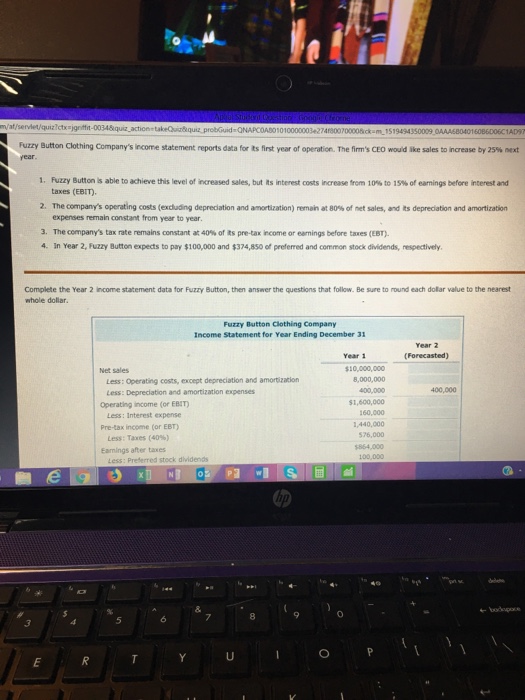 Solved fuzzy button clothing company’s income statement | Chegg.com