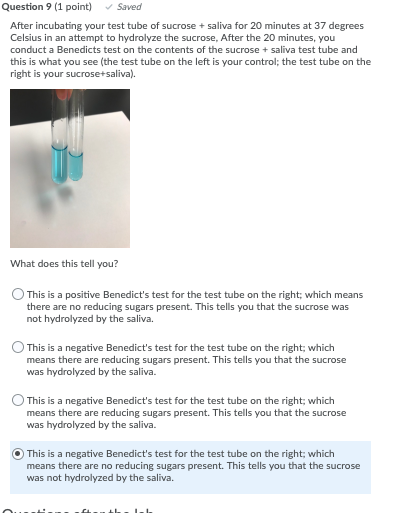 Solved Question 9 (1 point) Saved After incubating your test | Chegg.com