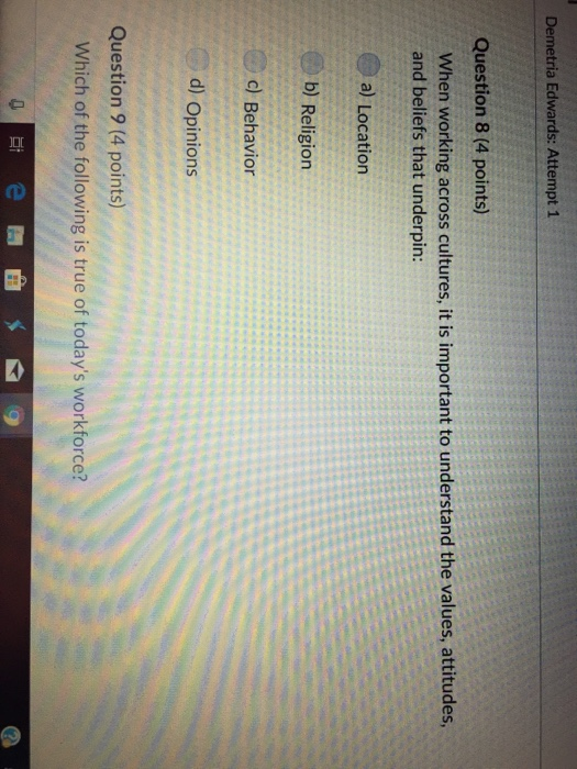 Solved Demetria Edwards: Attempt 1 Question 8 (4 points) | Chegg.com