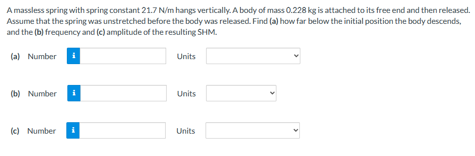 A massless spring with spring constant 21.7 N/m hangs | Chegg.com