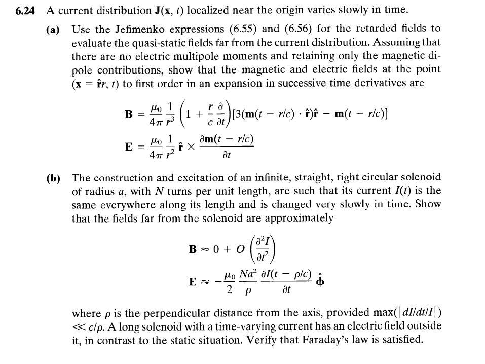 6.24 A current distribution J(x, t) localized near | Chegg.com