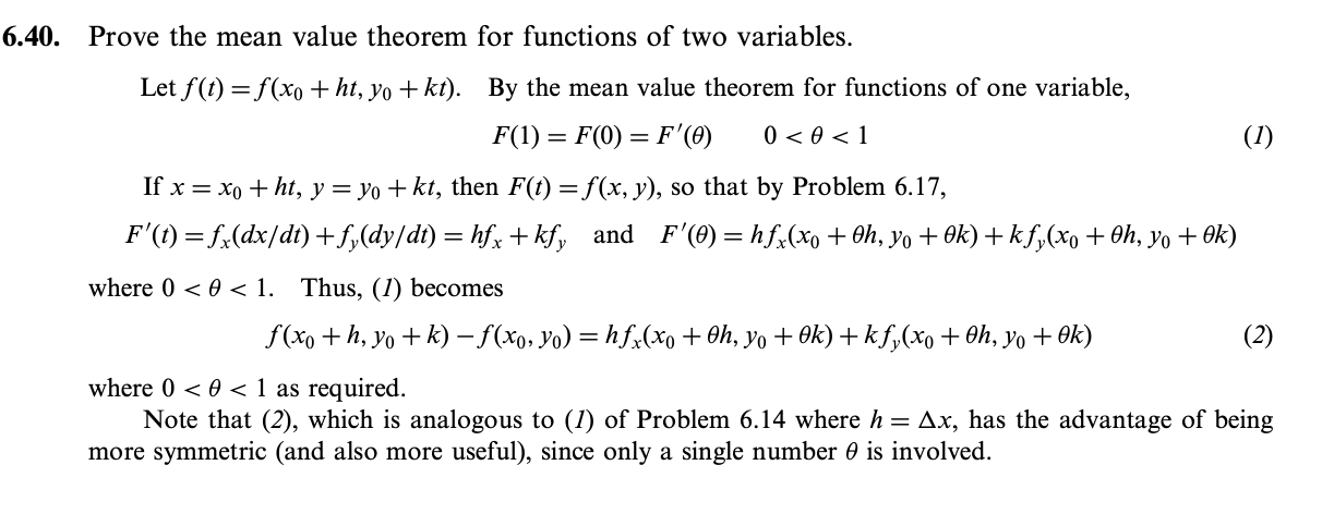 Solved Prove the mean value theorem for functions of two | Chegg.com